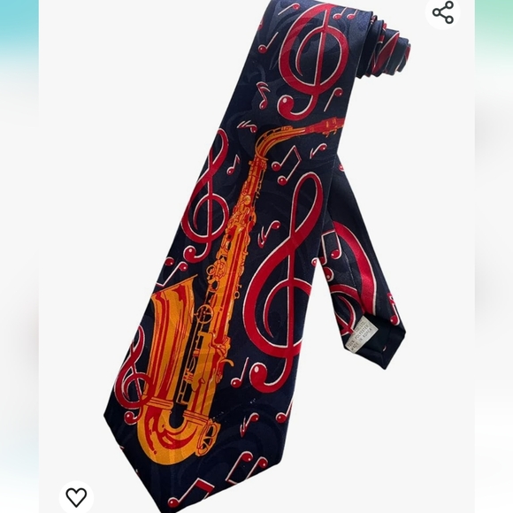 Vintage | Accessories | Saxophone And Music Notes Staffs Necktie Blue ...